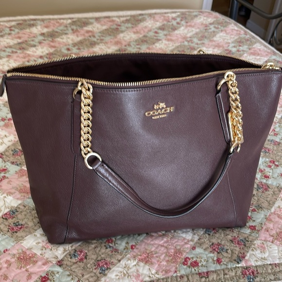 Coach | Bags | Coach Vintage Chocolate Leather Ava Chain Tote Like New ...